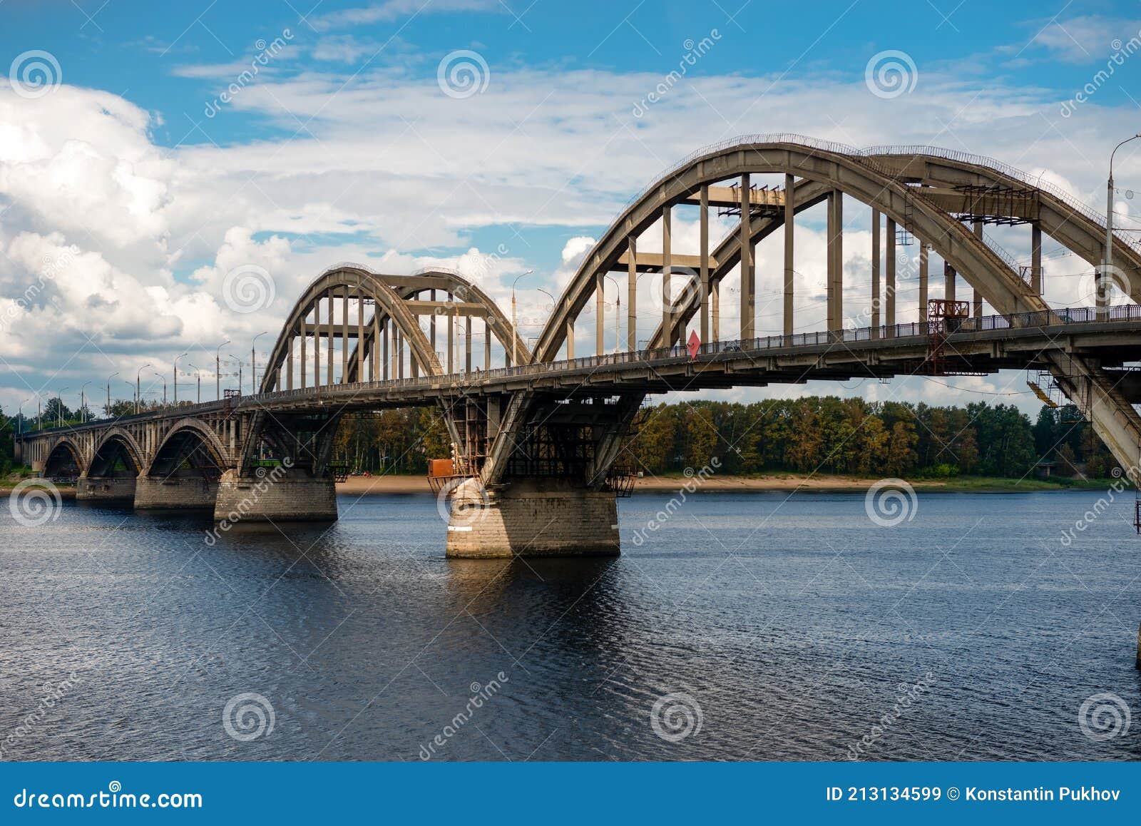 Automobile Bridge Across the Volga River Stock Image - Image of outdoor ...