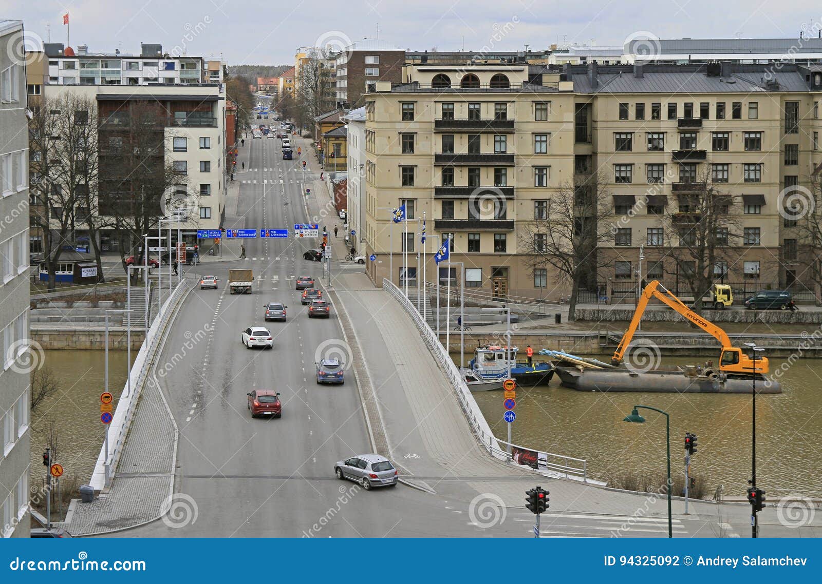 Automobile Bridge Over River Aura in Turku Editorial Photography ...
