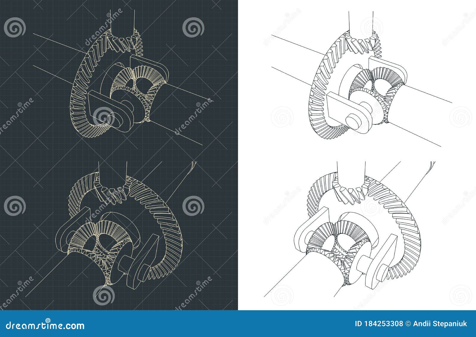 Gearing Differential Vintage Illustration Cartoon Vector ...