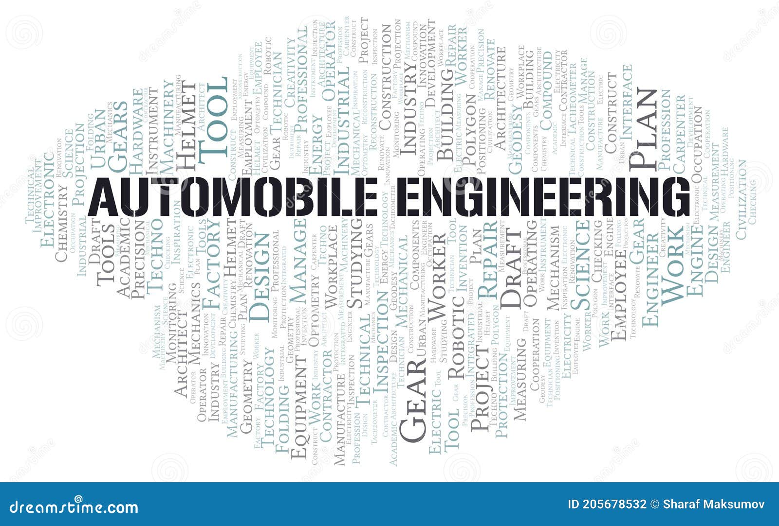 Automobile Engineering Typography Word Cloud Create with the Text only ...