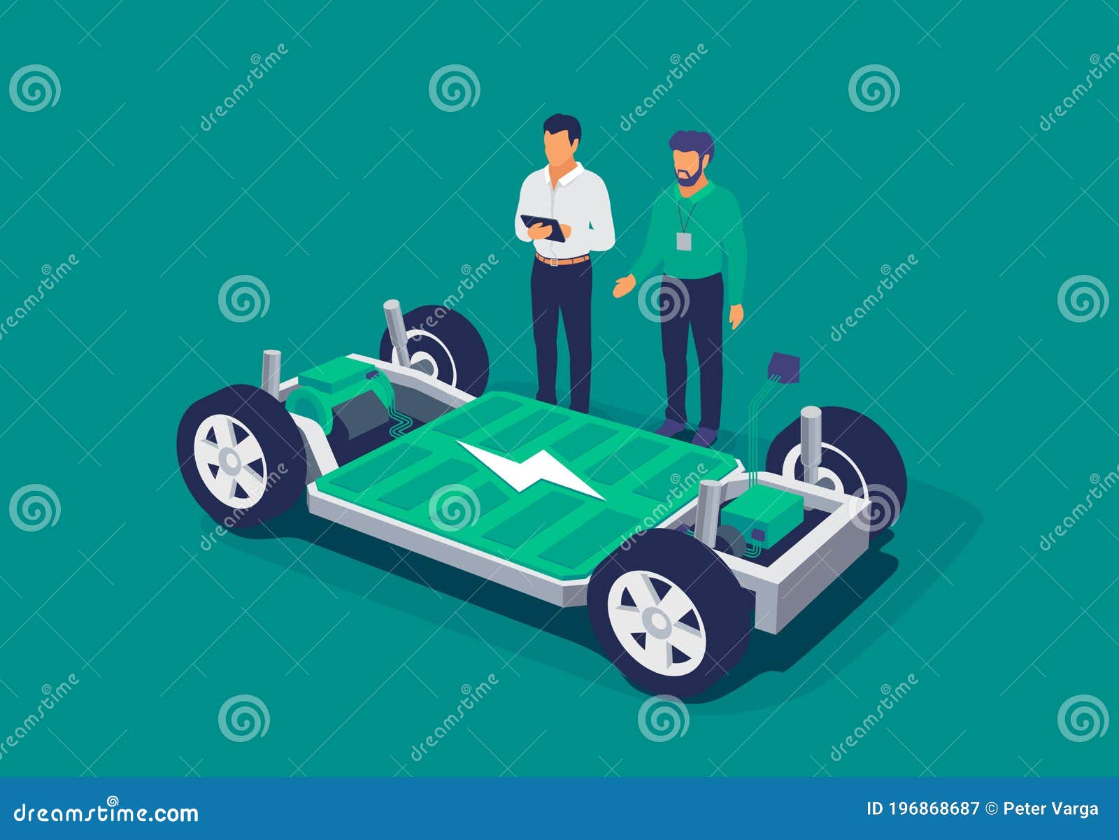 Automobile Engineers Working on Electric Car Battery Module Platform ...