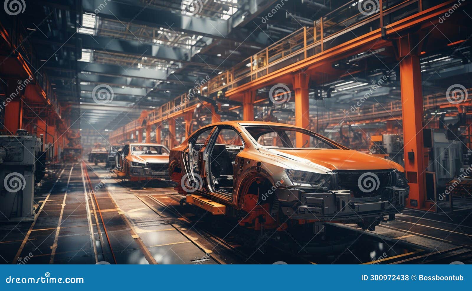 Automobile Factory. Automobile Assembly Plant Stock Illustration ...