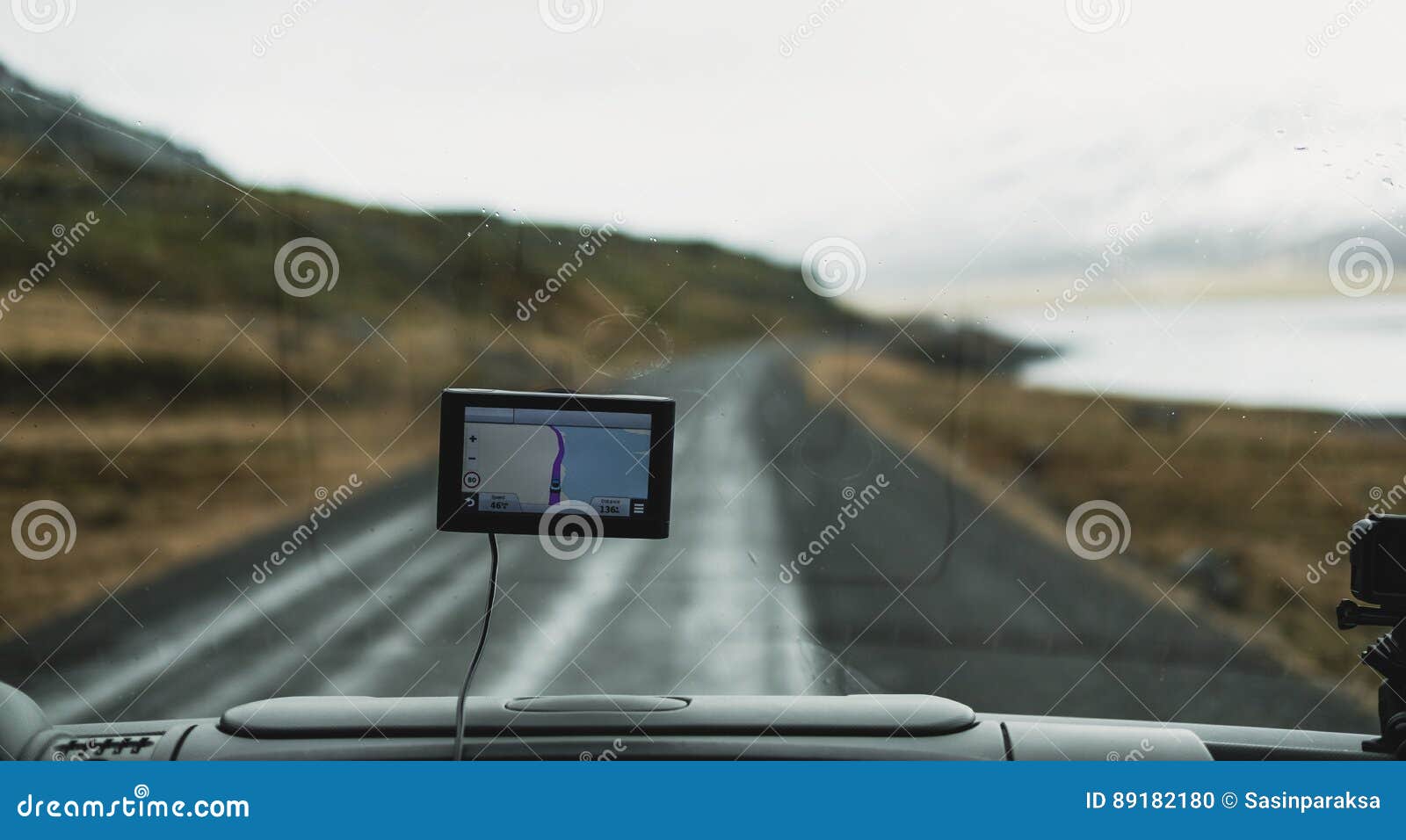 Automobile Front View with Digital Navigation Gadget, Journey Vacation ...