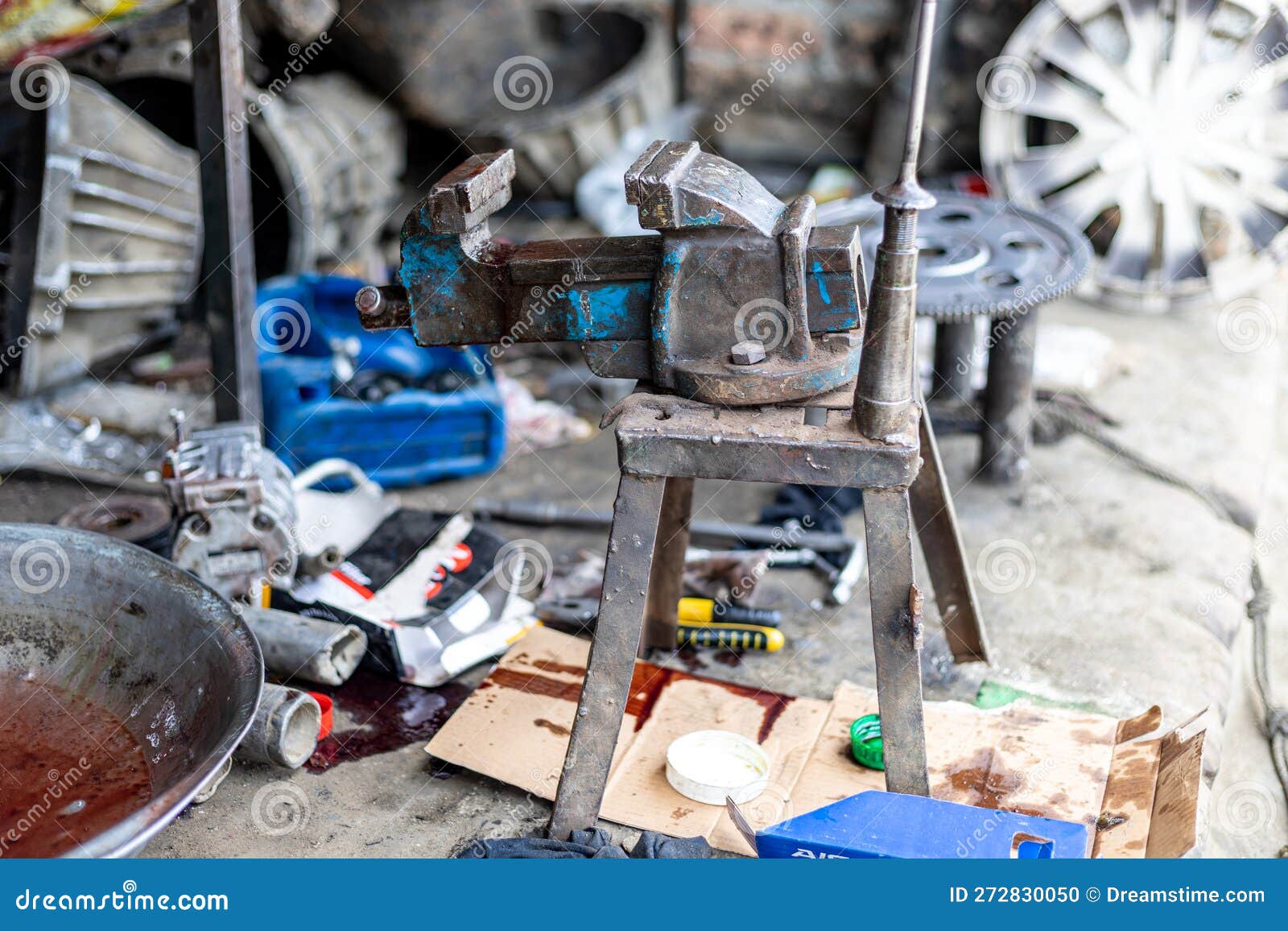 Automobile Garage with Tools and Instruments Stock Photo - Image of ...