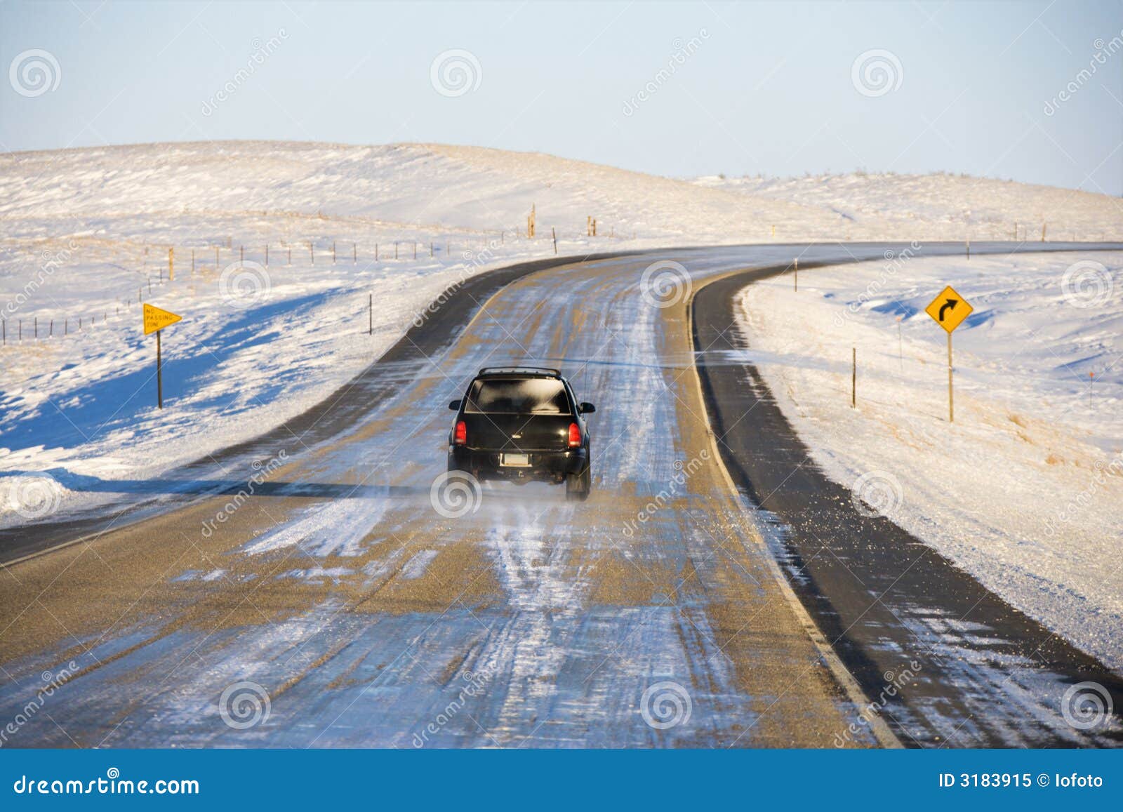 Automobile on icy road. stock image. Image of tourism - 3183915