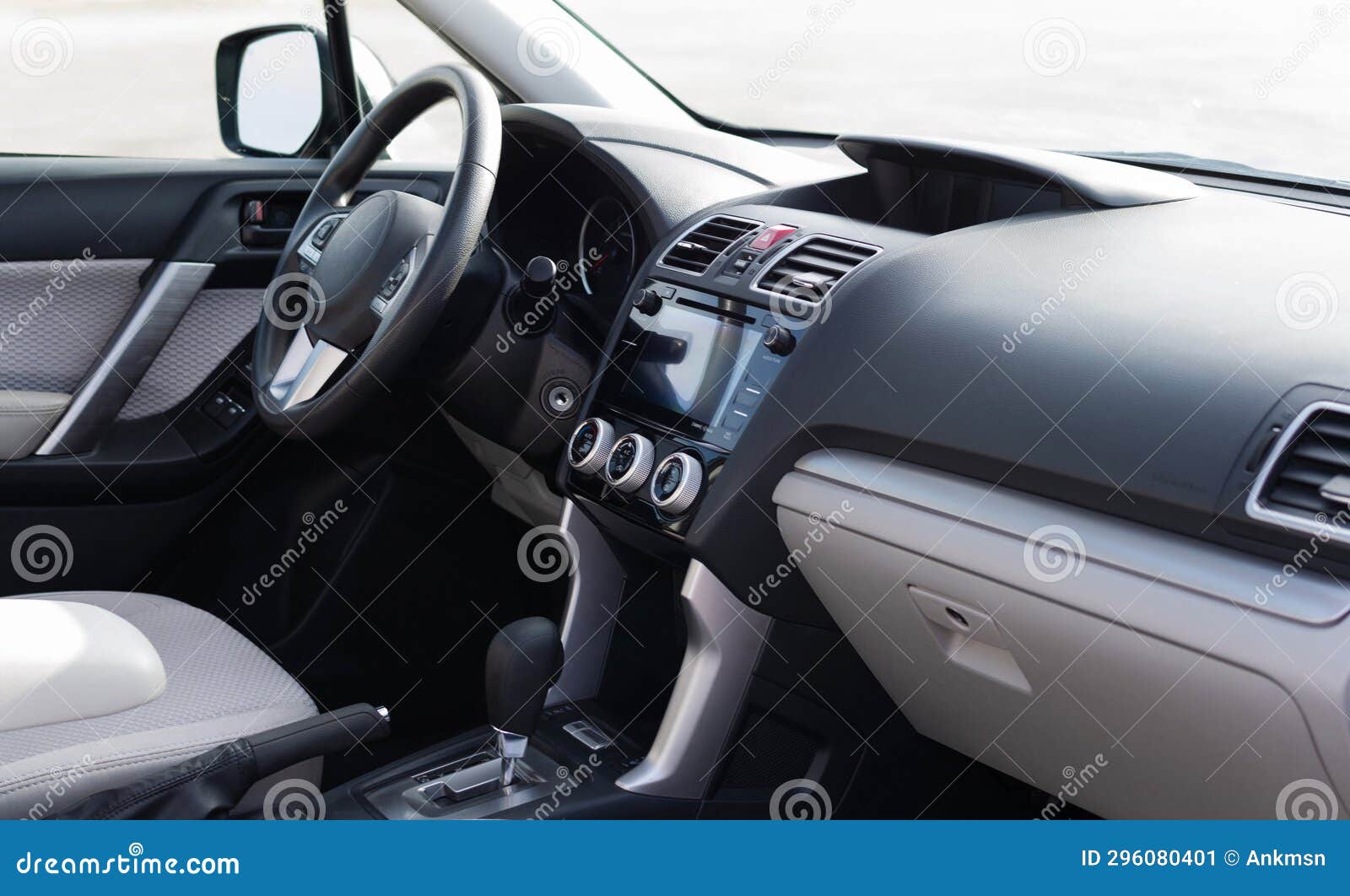 Automobile Interior, Inside Vehicle Grey Panel and Beige Luxury Salon ...