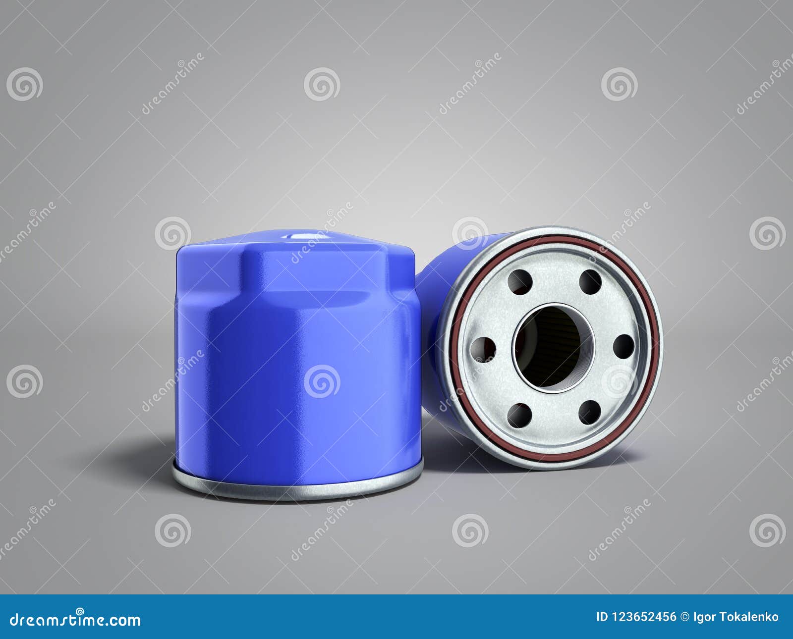 Automobile Oil Filter 3d Render on Grey Stock Illustration ...