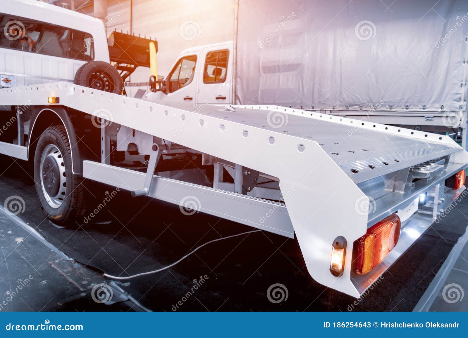 Automobile Platform for Transporting Vehicles. Trailer Back Stock Image ...