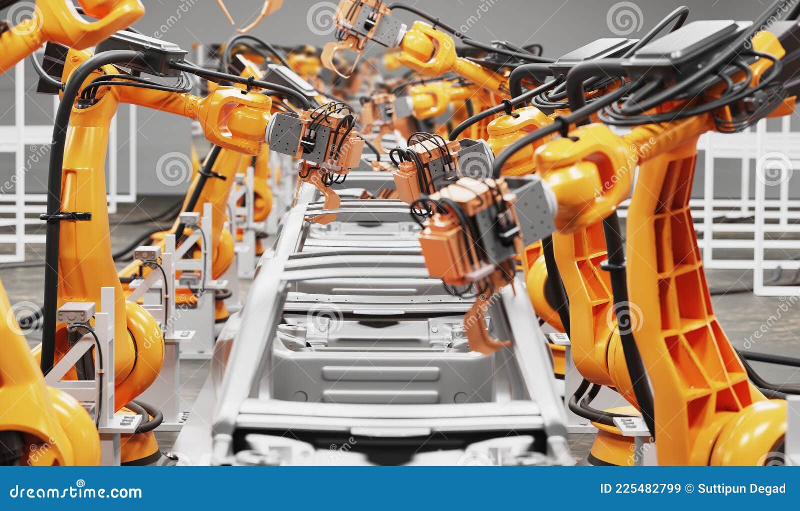 Automobile Production Line Using Robots To Work in Smart Factories ...