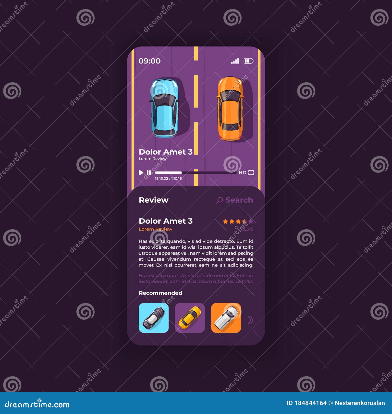 Automobile Review Smartphone Interface Vector Template Stock Vector ...