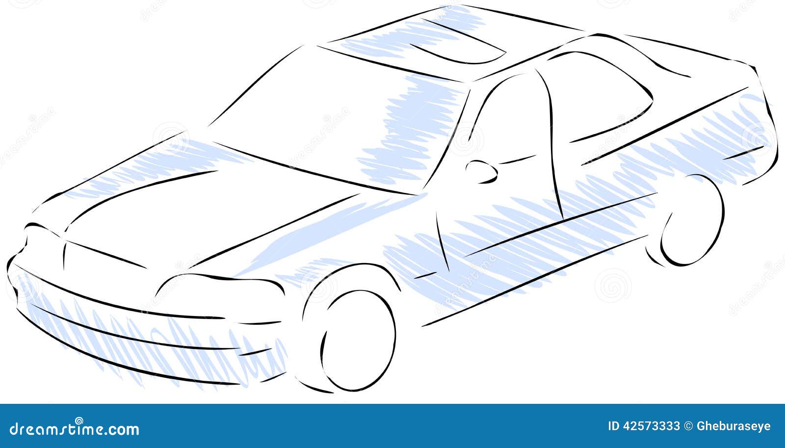 Automobile Stilizzata in Blu E Nel Nero Isolata Illustrazione di Stock ...