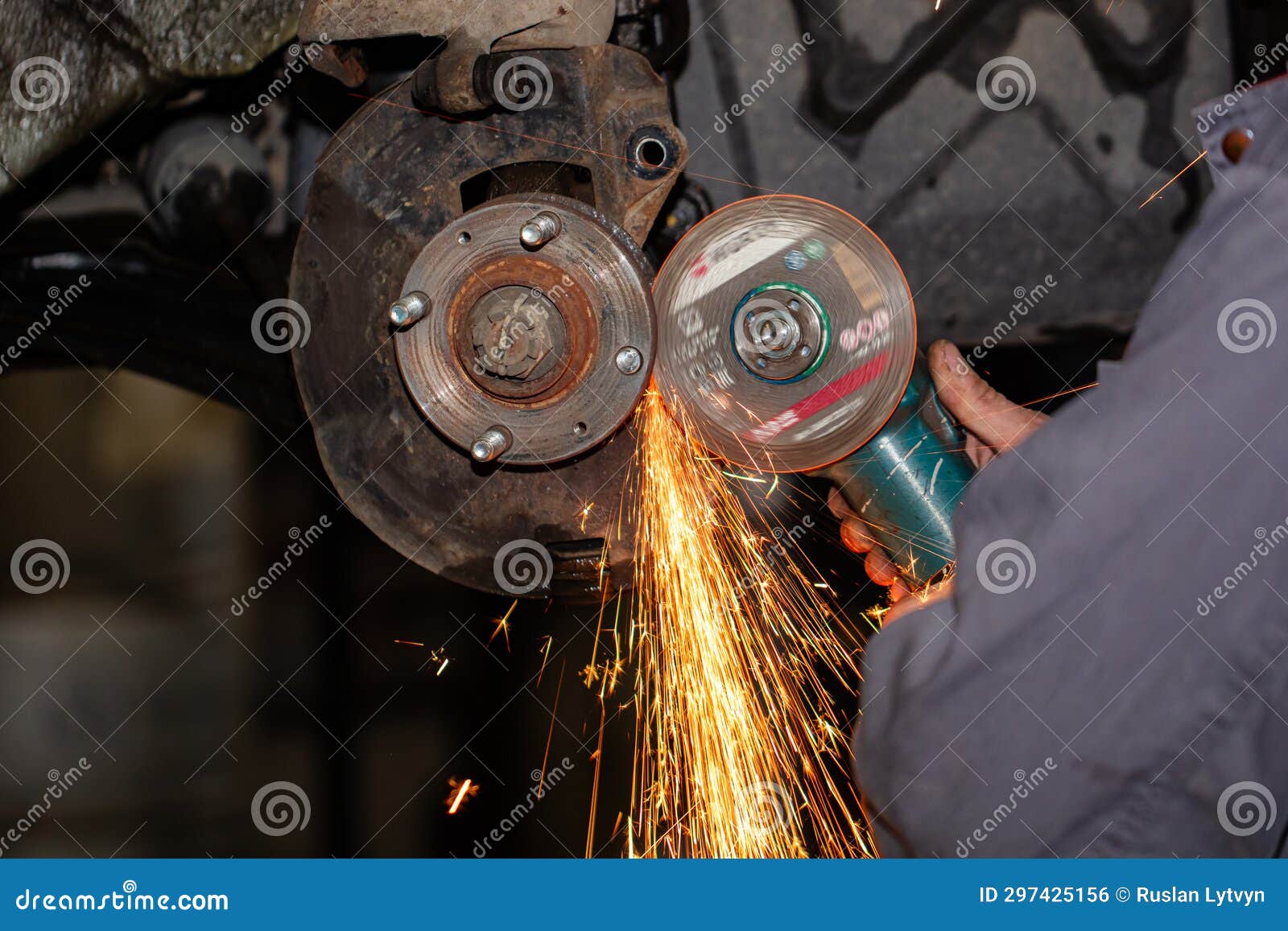 Automobile Wheel Repair Using Angle Grinder Stock Photo - Image of ...
