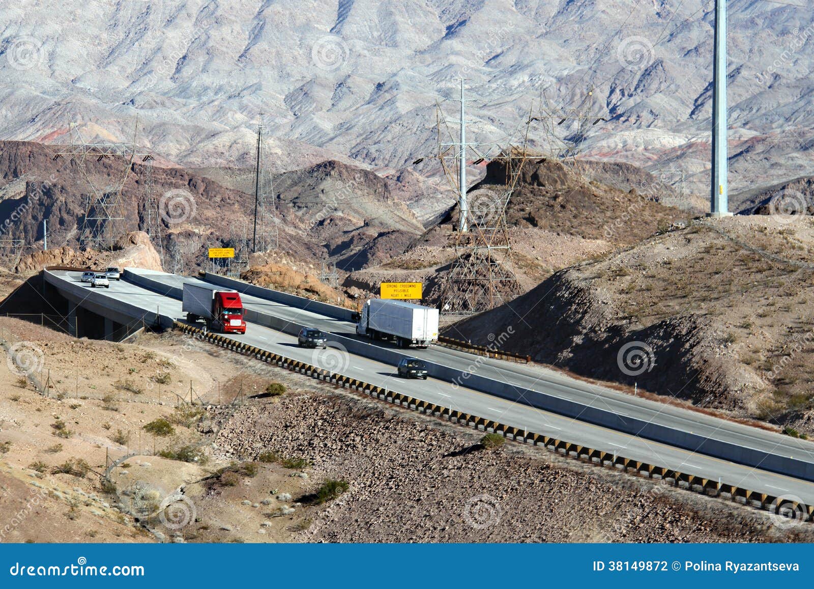 Automobiles Running on Highway through Mountains Stock Photo - Image of ...