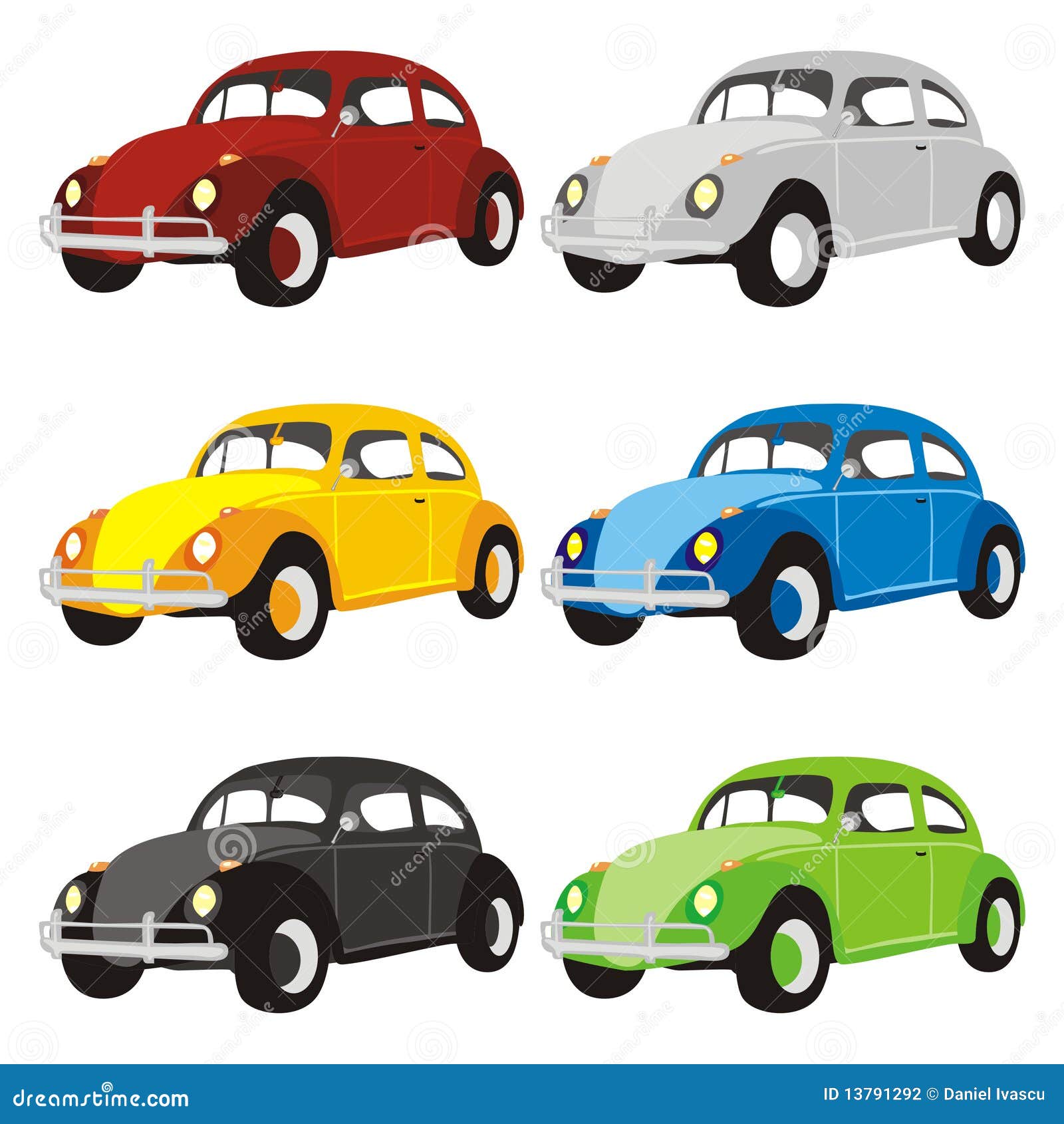 Automobili Colorate Divertenti Illustrazione Vettoriale - Illustrazione ...