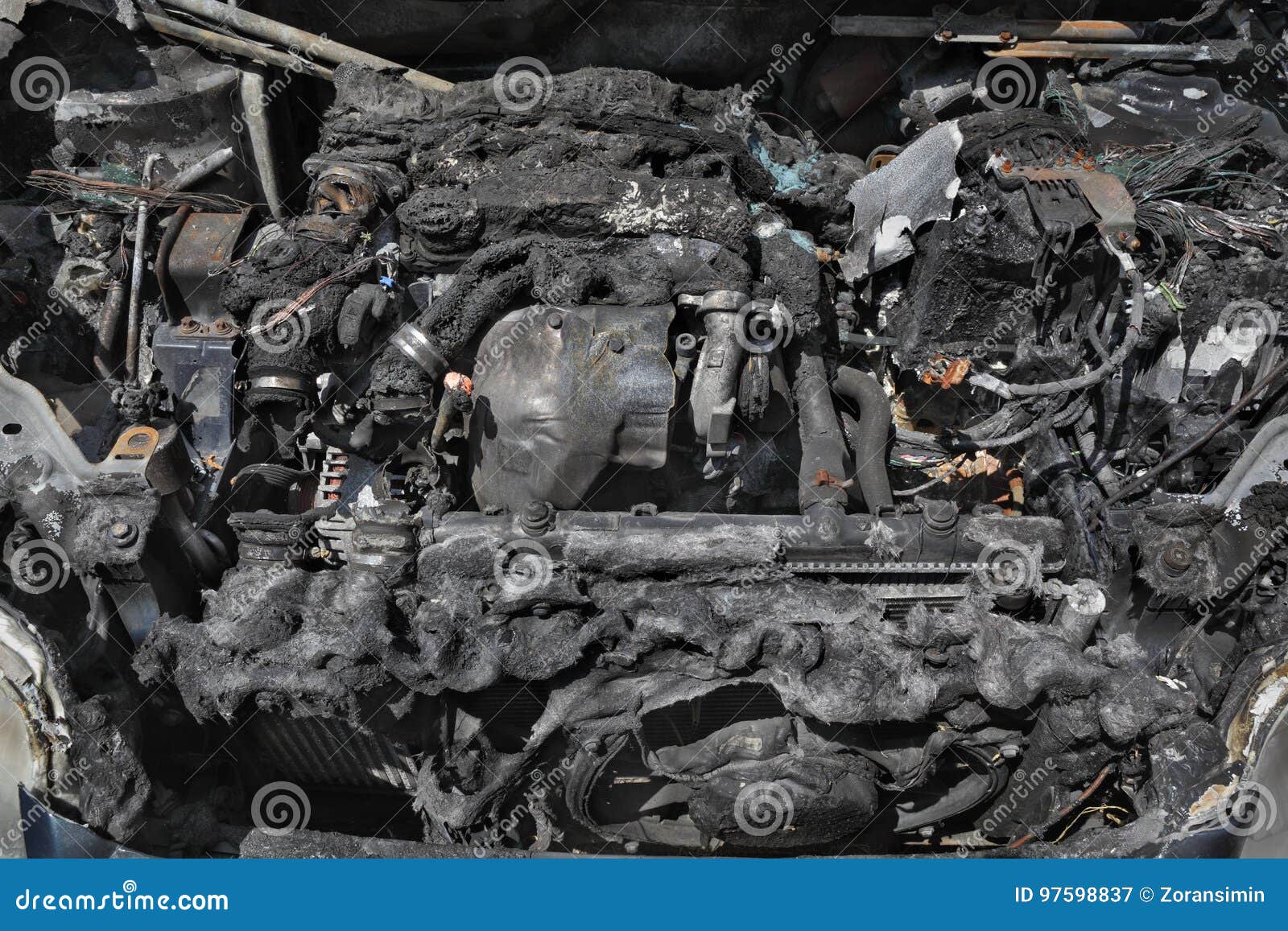 Automotive, Burned Car Engine Stock Image - Image of inside, metal ...