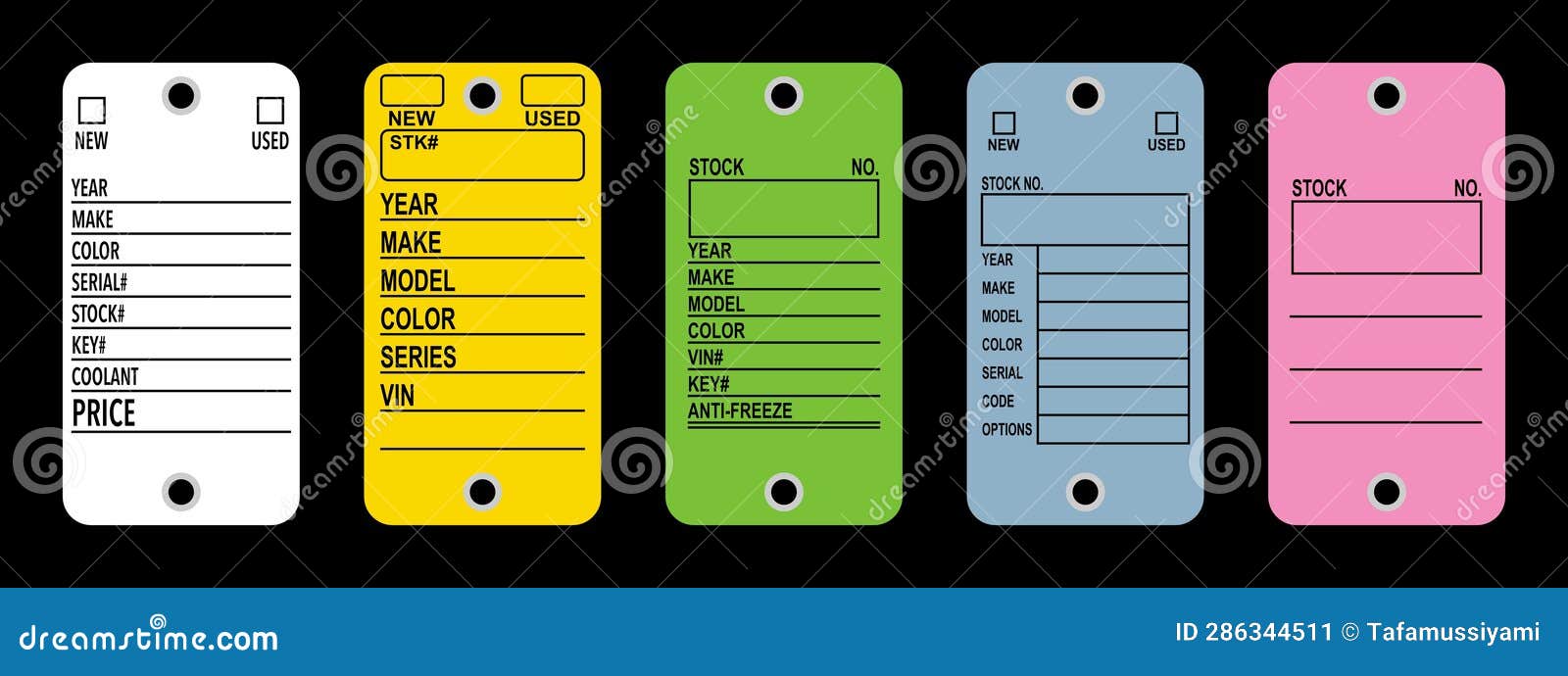 Automotive Car Dealer Key Tags Vector Set Stock Vector - Illustration ...