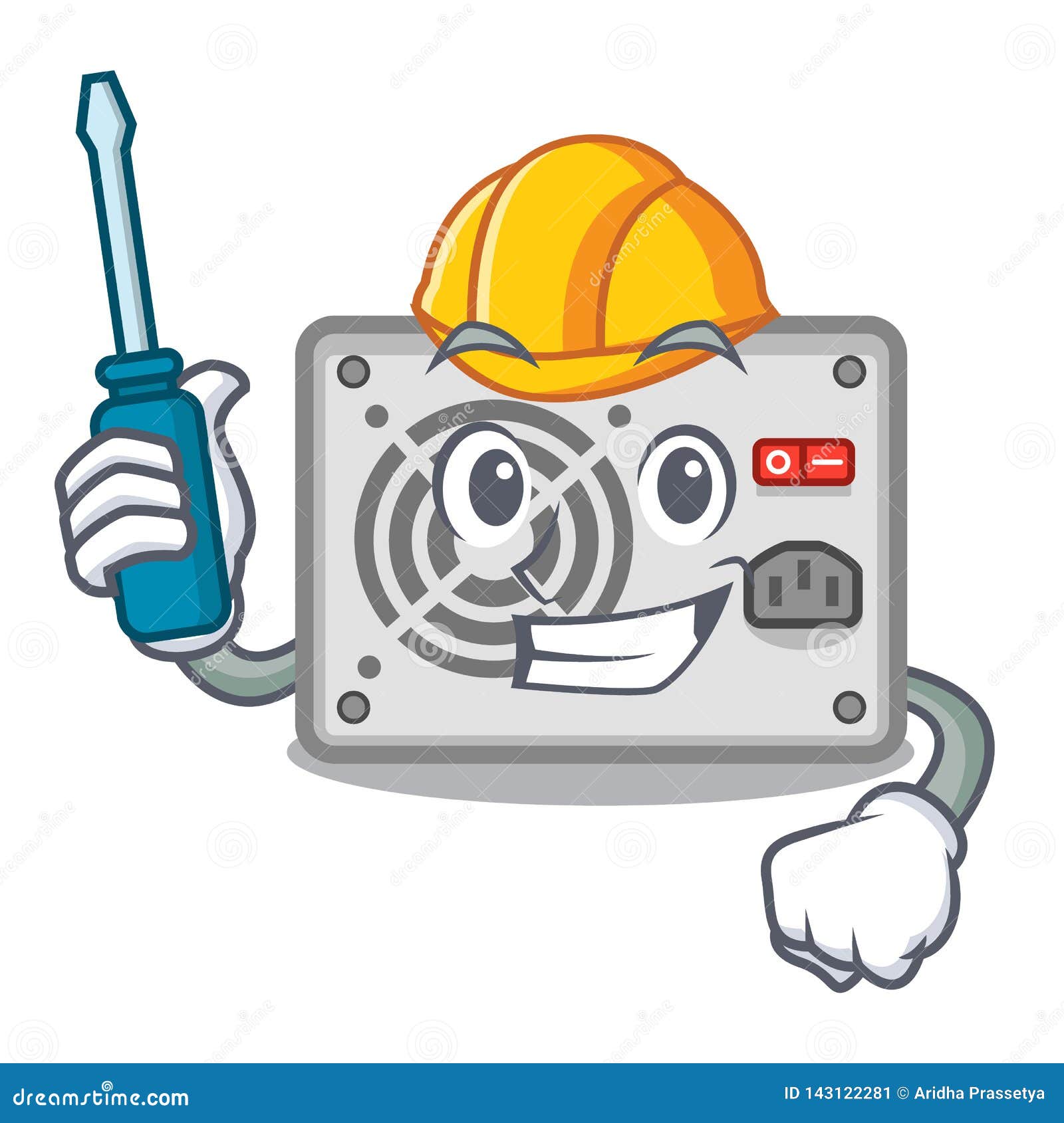 Automotive Cartoon Power Supply on the Computer Stock Vector ...