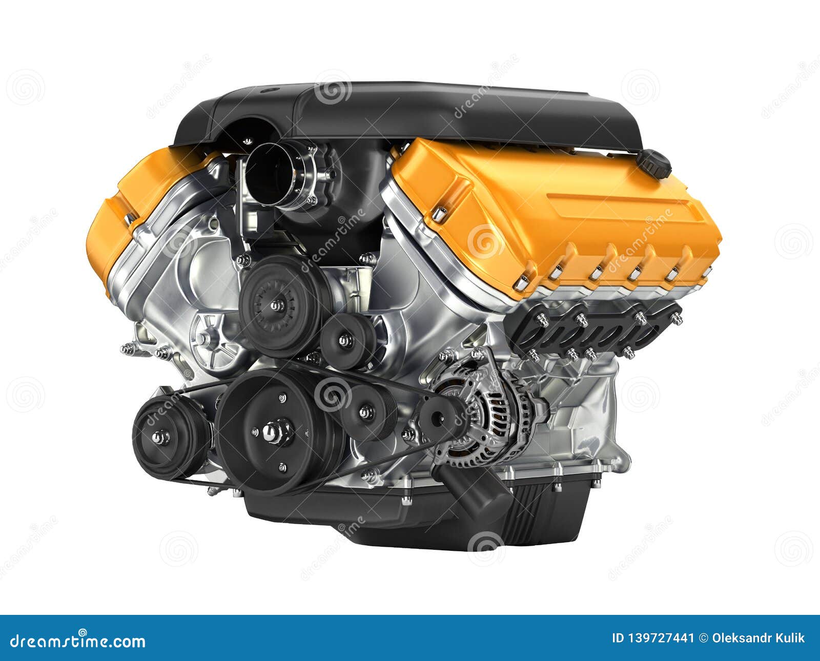 Automotive Engine Gearbox Assembly without Shadow on White Background ...