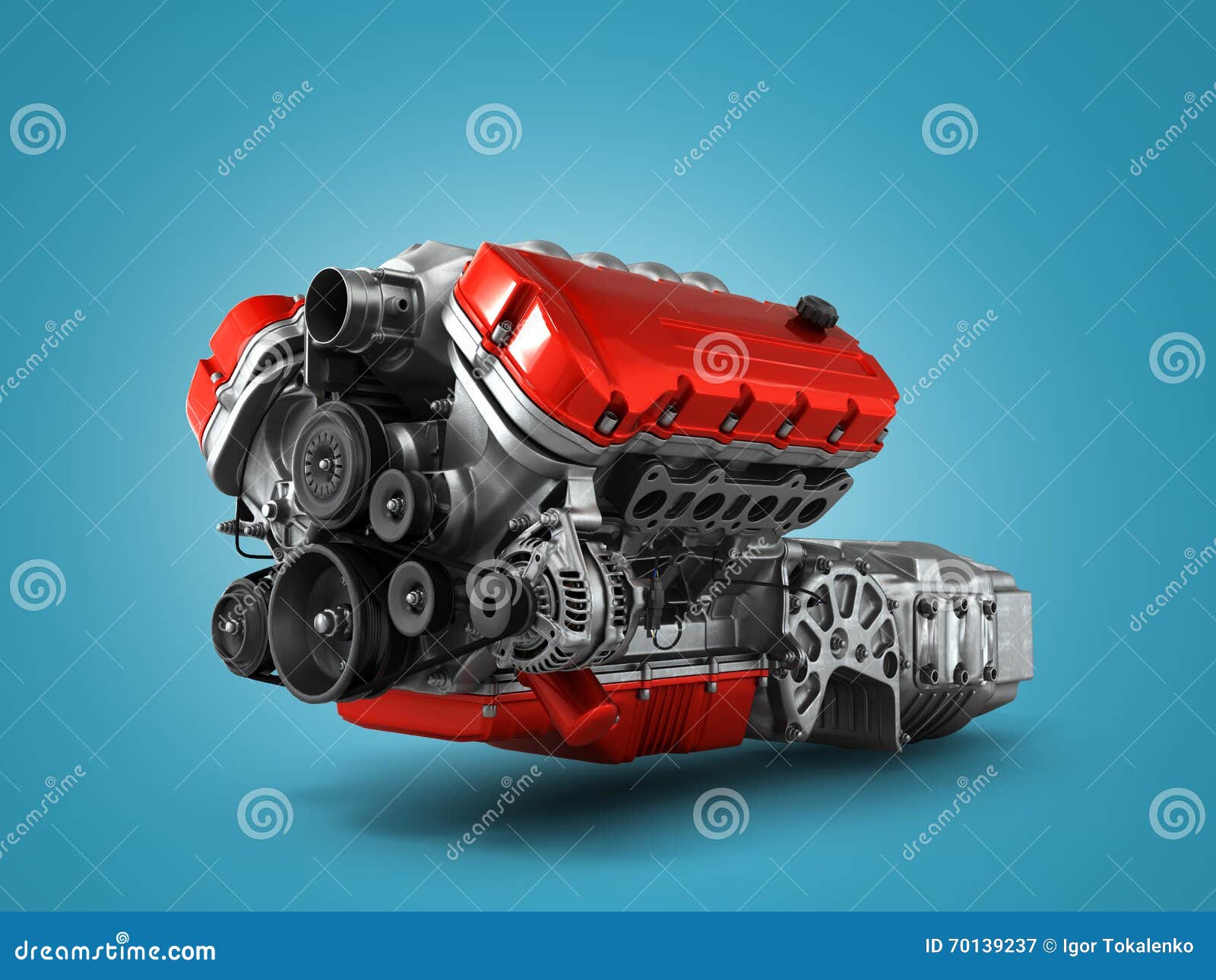 Automotive Engine Exploded View With Labels For Each Gear And Engine ...