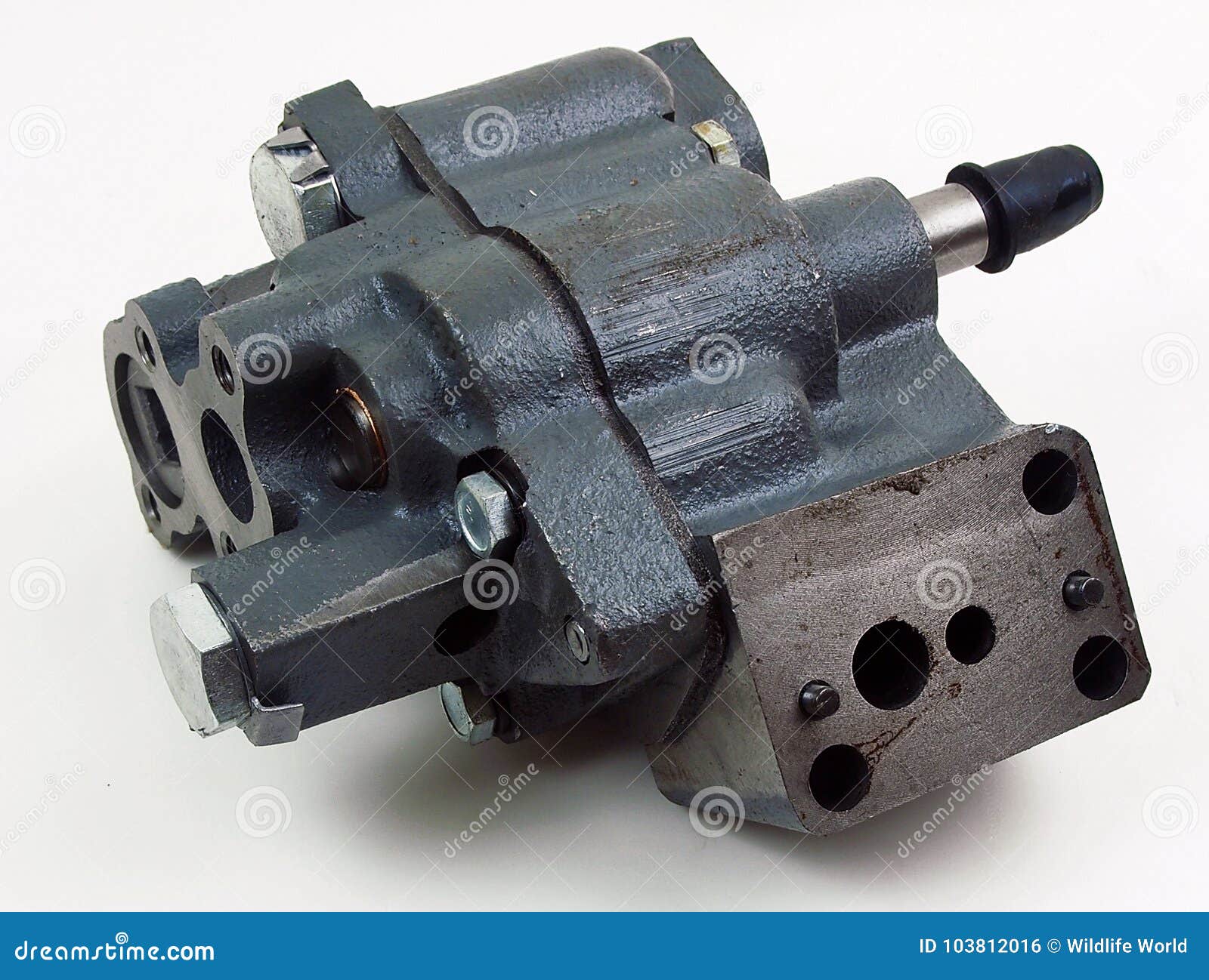 Automotive Engine Oil Pump Isolated on White Stock Photo - Image of ...