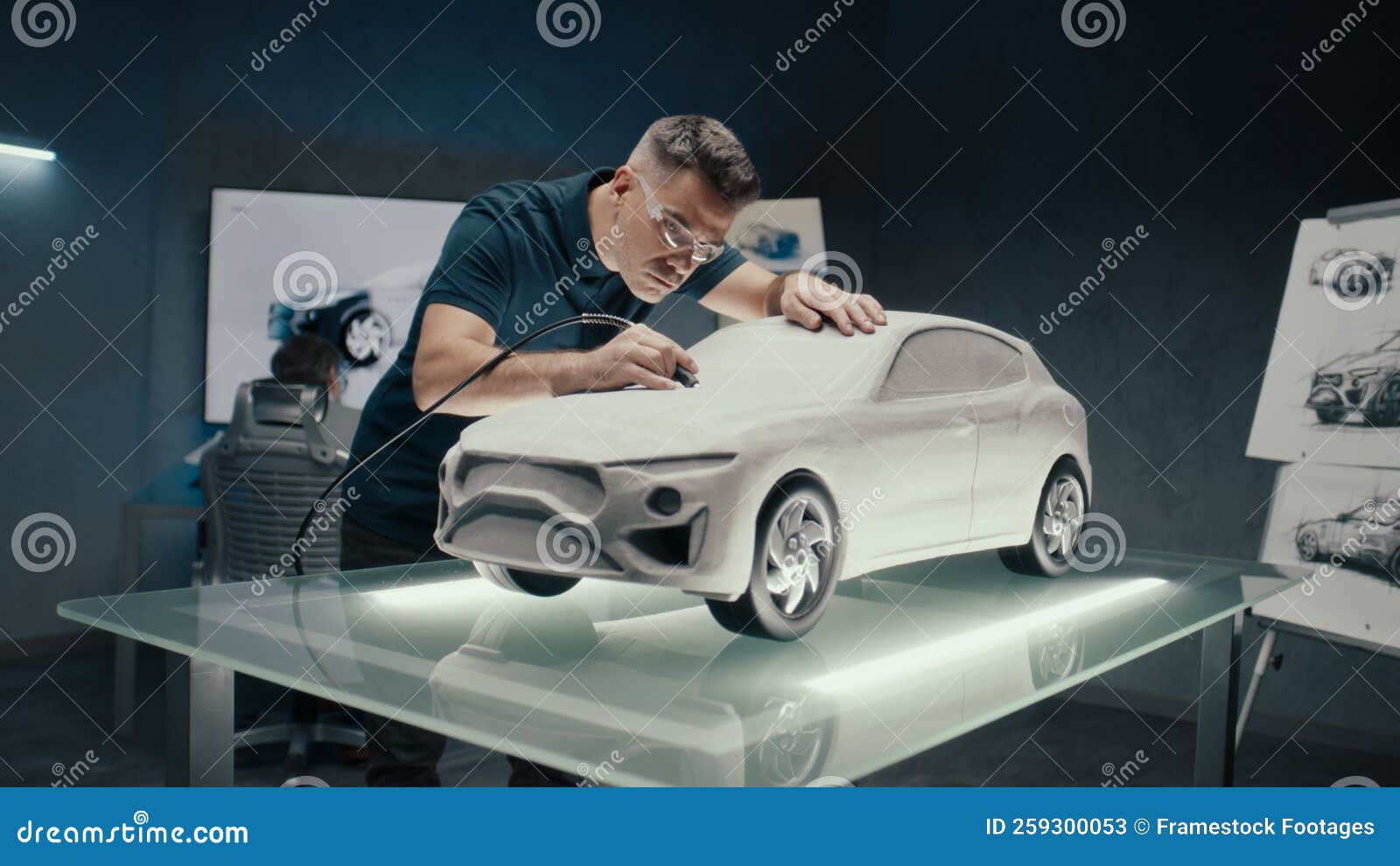 Automotive Engineer Makes the Design Corrections To a Prototype Model ...