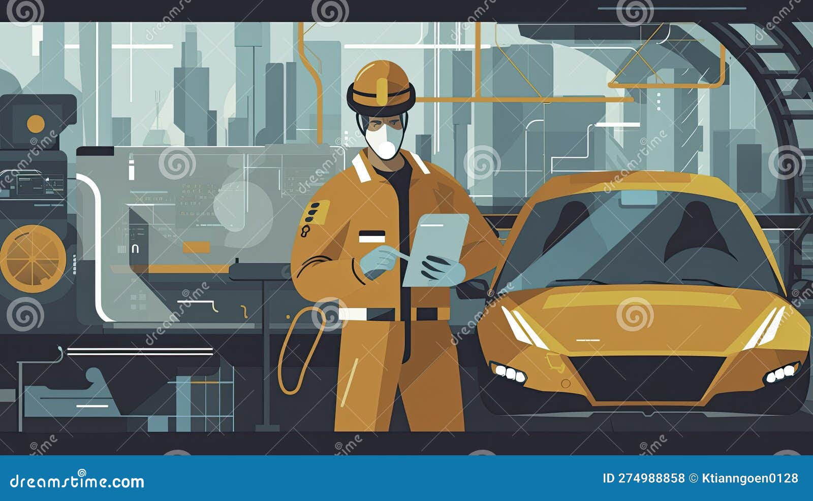 Automotive Engineer Standing Next To a Concept Car, with a Tablet or ...