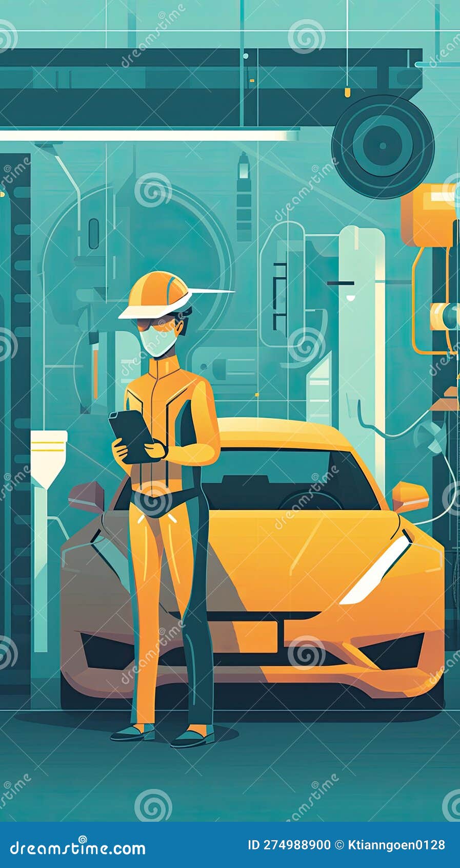 Automotive Engineer Standing Next To a Concept Car, with a Tablet or ...