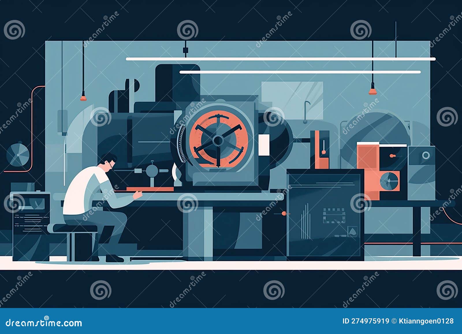 Automotive Engineer Testing a New Engine on a Dynamometer, Measuring ...