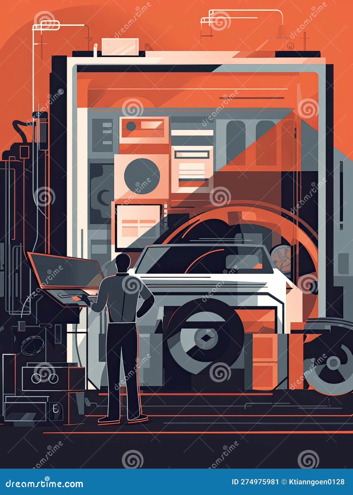 Automotive Engineer Testing a New Engine on a Dynamometer, Measuring ...