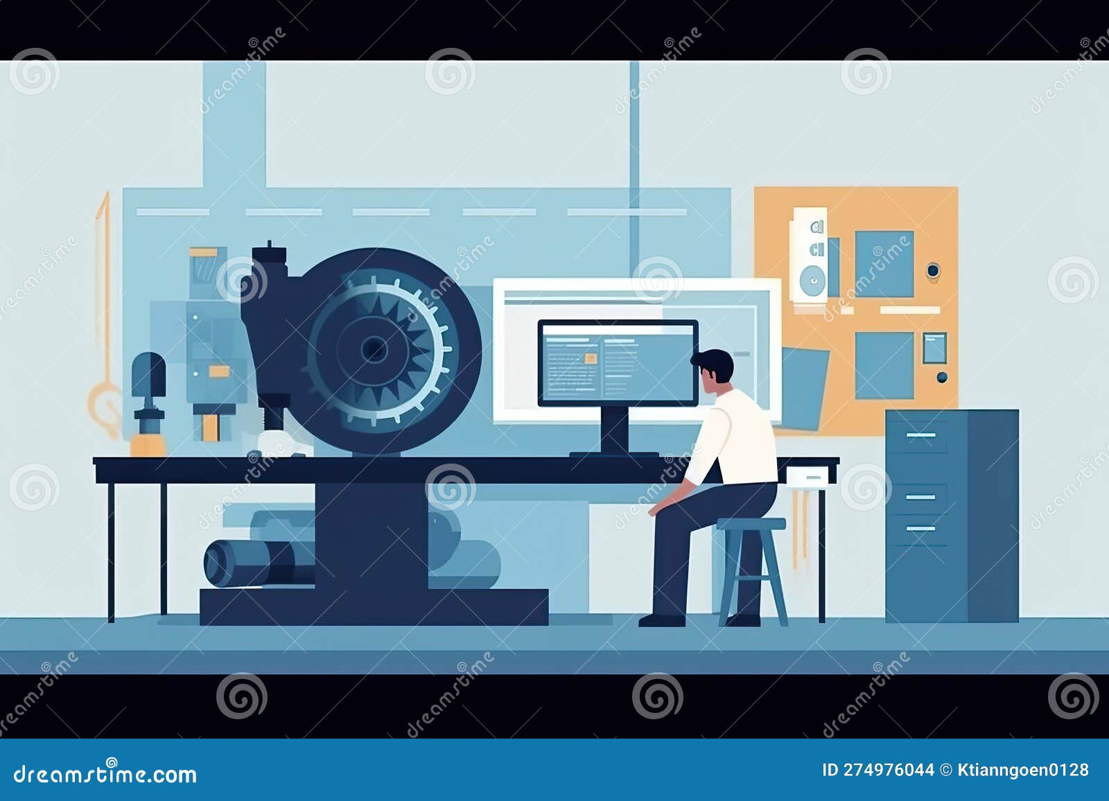 Automotive Engineer Testing a New Engine on a Dynamometer, Measuring ...