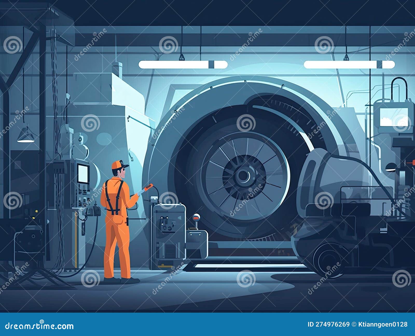 Automotive Engineer Testing a New Engine on a Dynamometer, Measuring ...