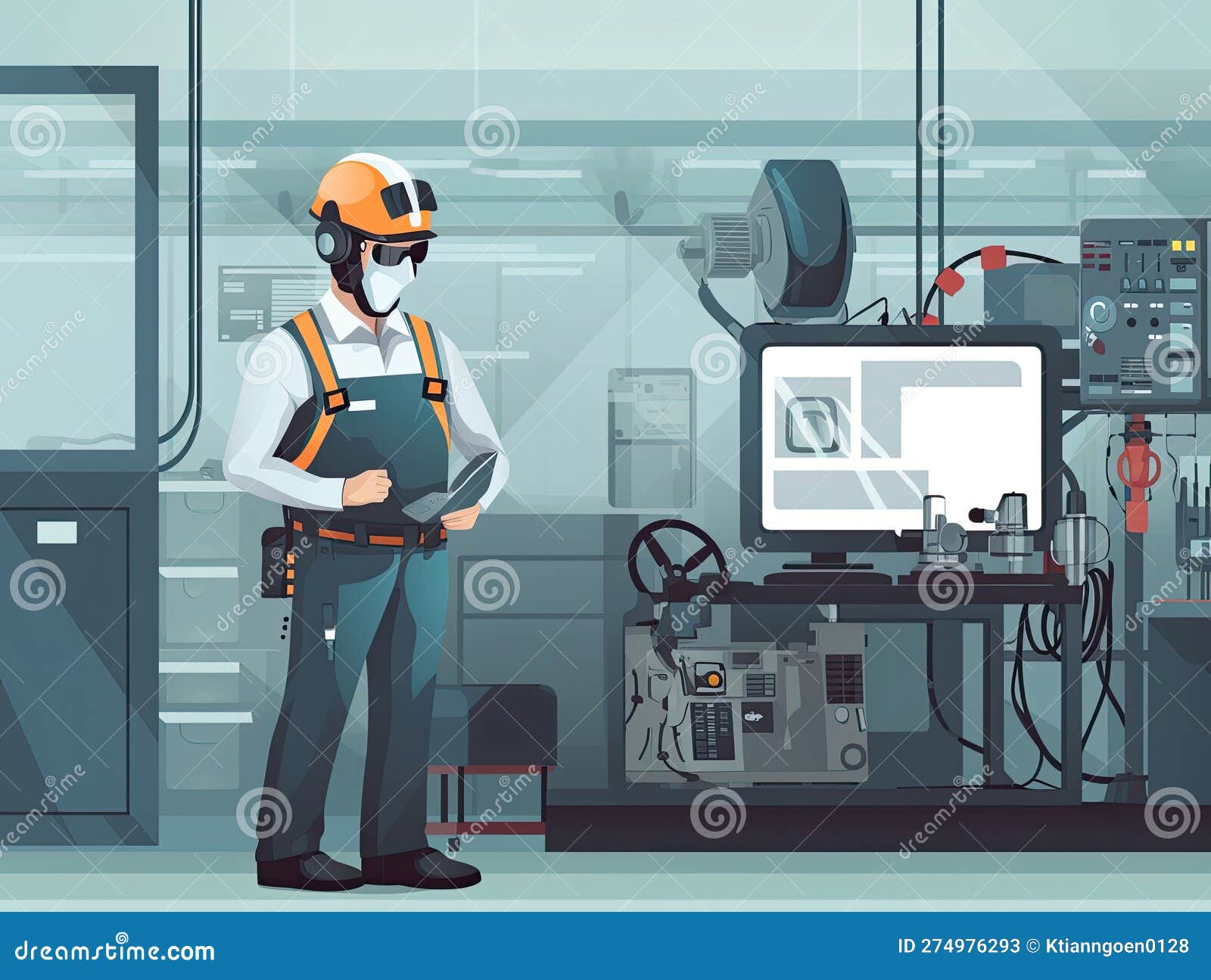 Automotive Engineer Testing a New Engine on a Dynamometer, Measuring ...