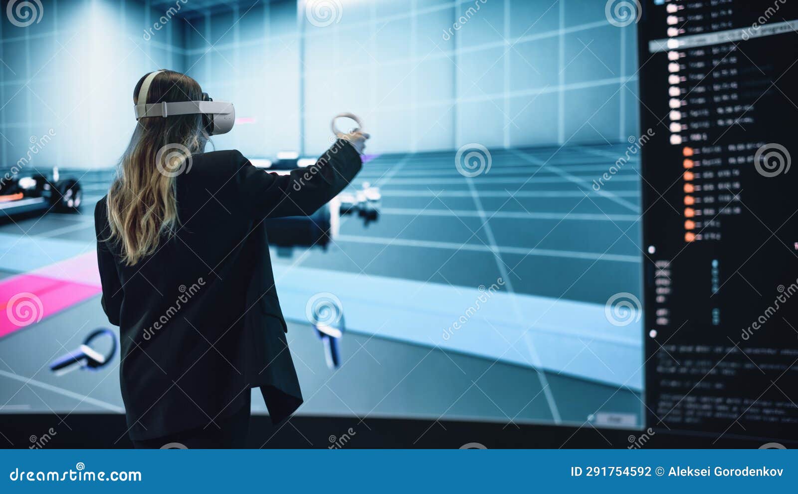 Automotive Engineer Using a VR Software To Showcase Electric Motor and ...