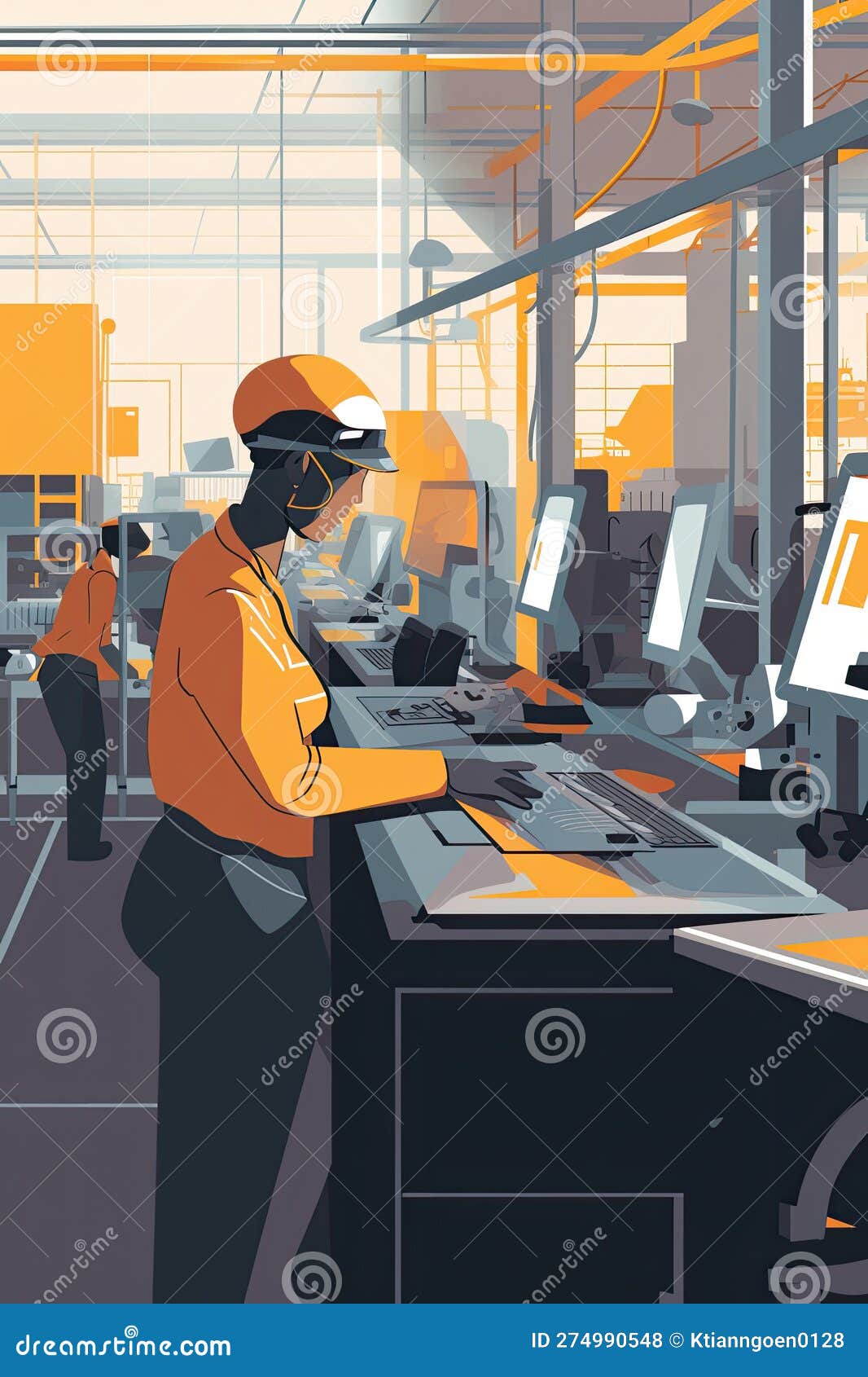 Automotive Engineer Working on a Production Line, Overseeing the ...