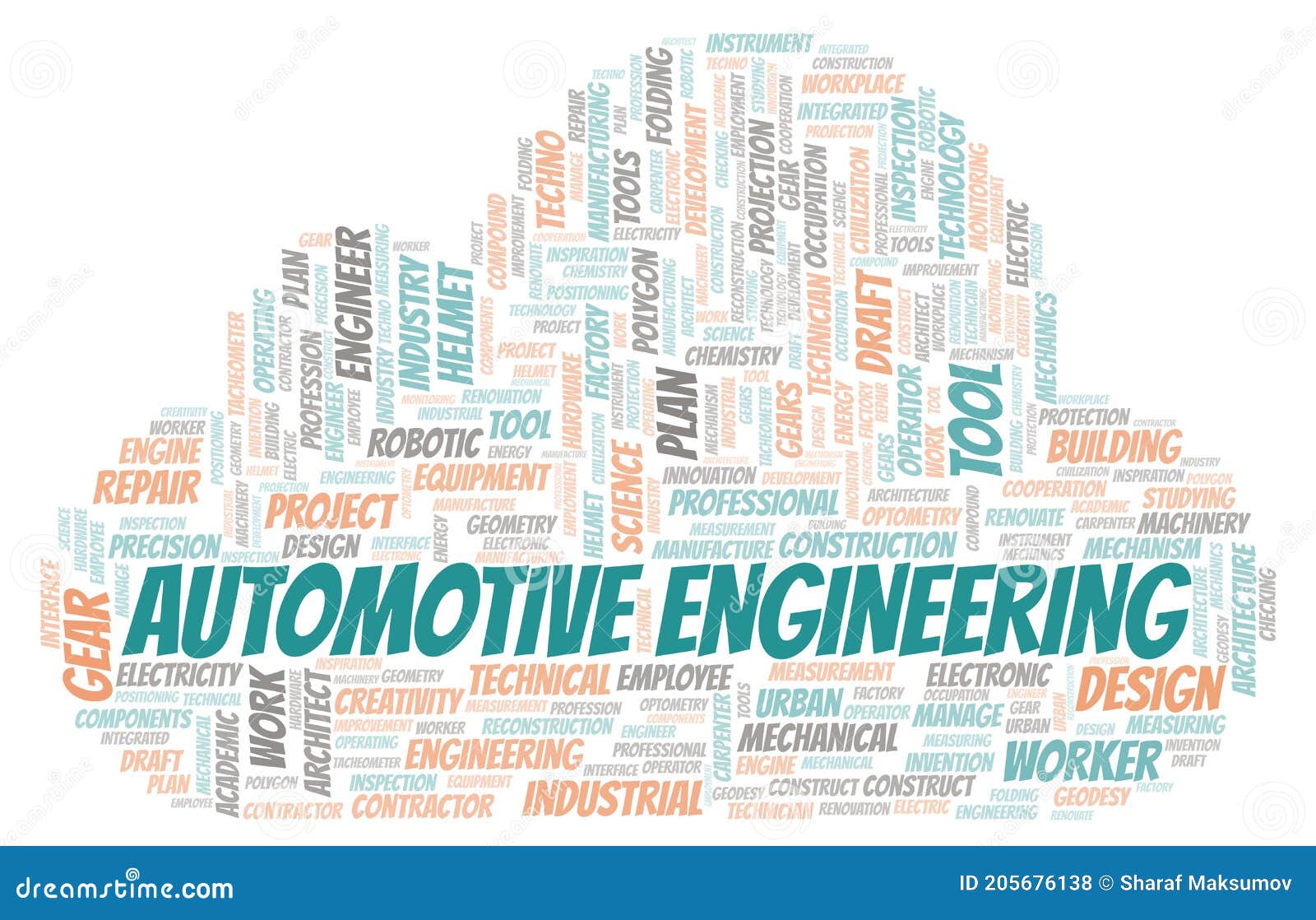 Automotive Engineering Typography Word Cloud Create with the Text only ...