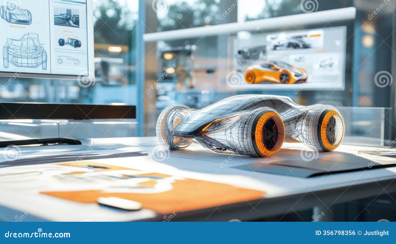 Automotive Engineers Designing Futuristic Electric Car Using Cad ...