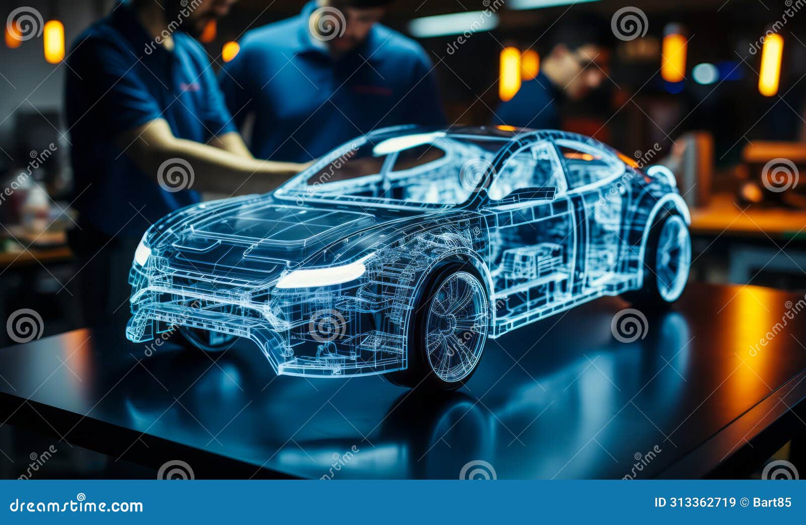Automotive Engineers Working on Electric Car Chassis Platform Using 3D ...
