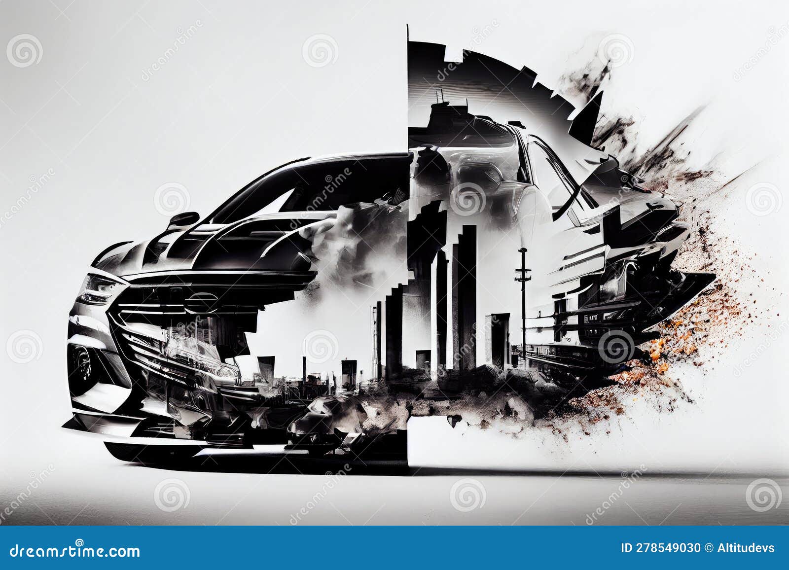 Automotive Industry Double Exposure with Stop Motion Effects Stock ...