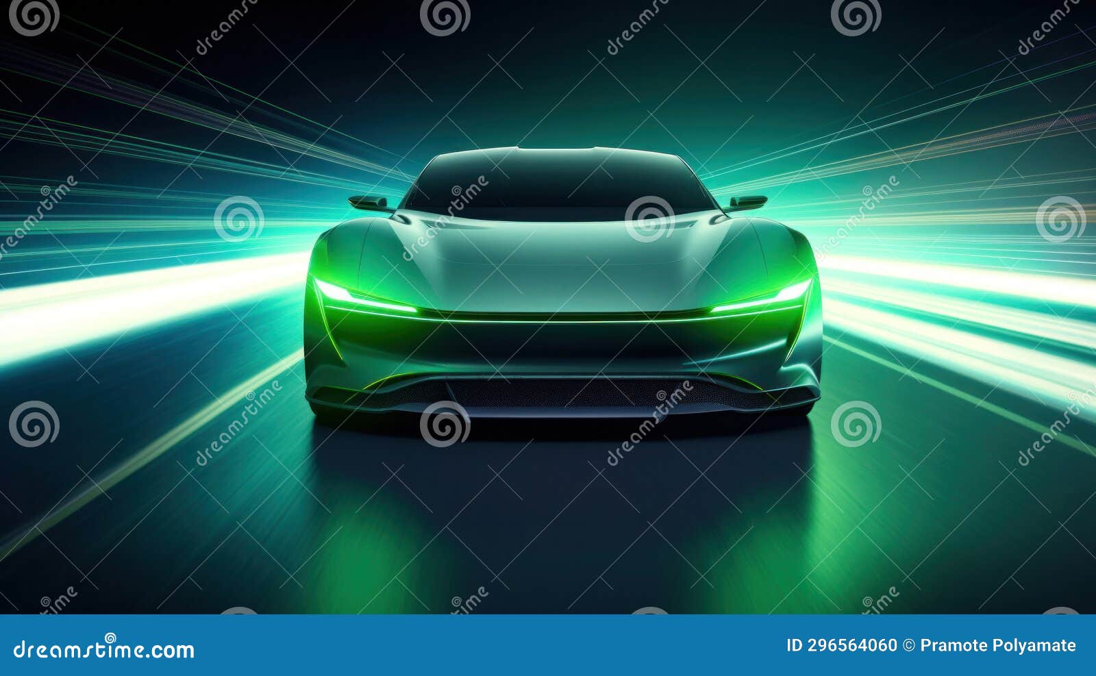 Automotive Innovation, EV Car with Motion Lighting Stock Illustration ...
