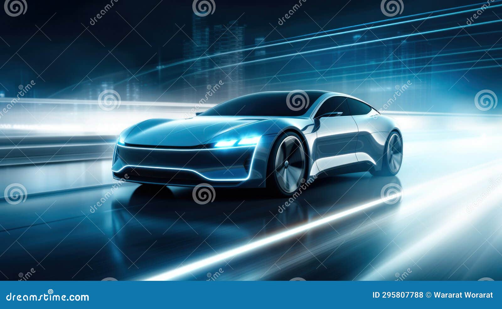 Automotive Innovation and Technology Concepts. EV Car with Motion ...