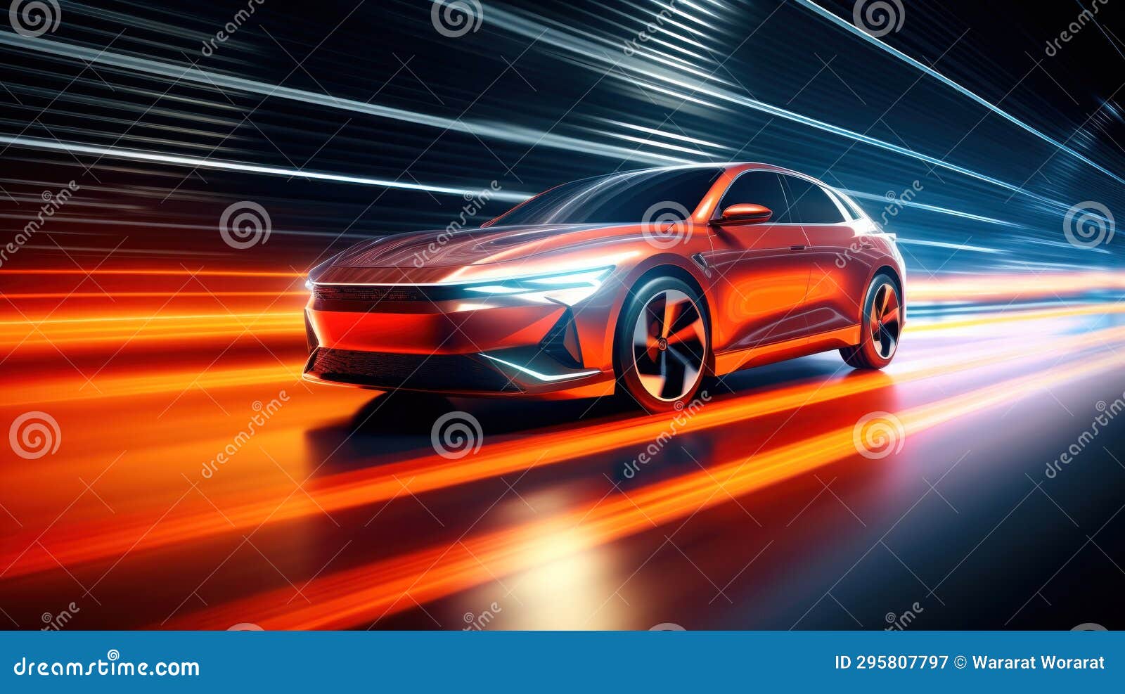 Automotive Innovation and Technology Concepts. EV Car with Motion ...