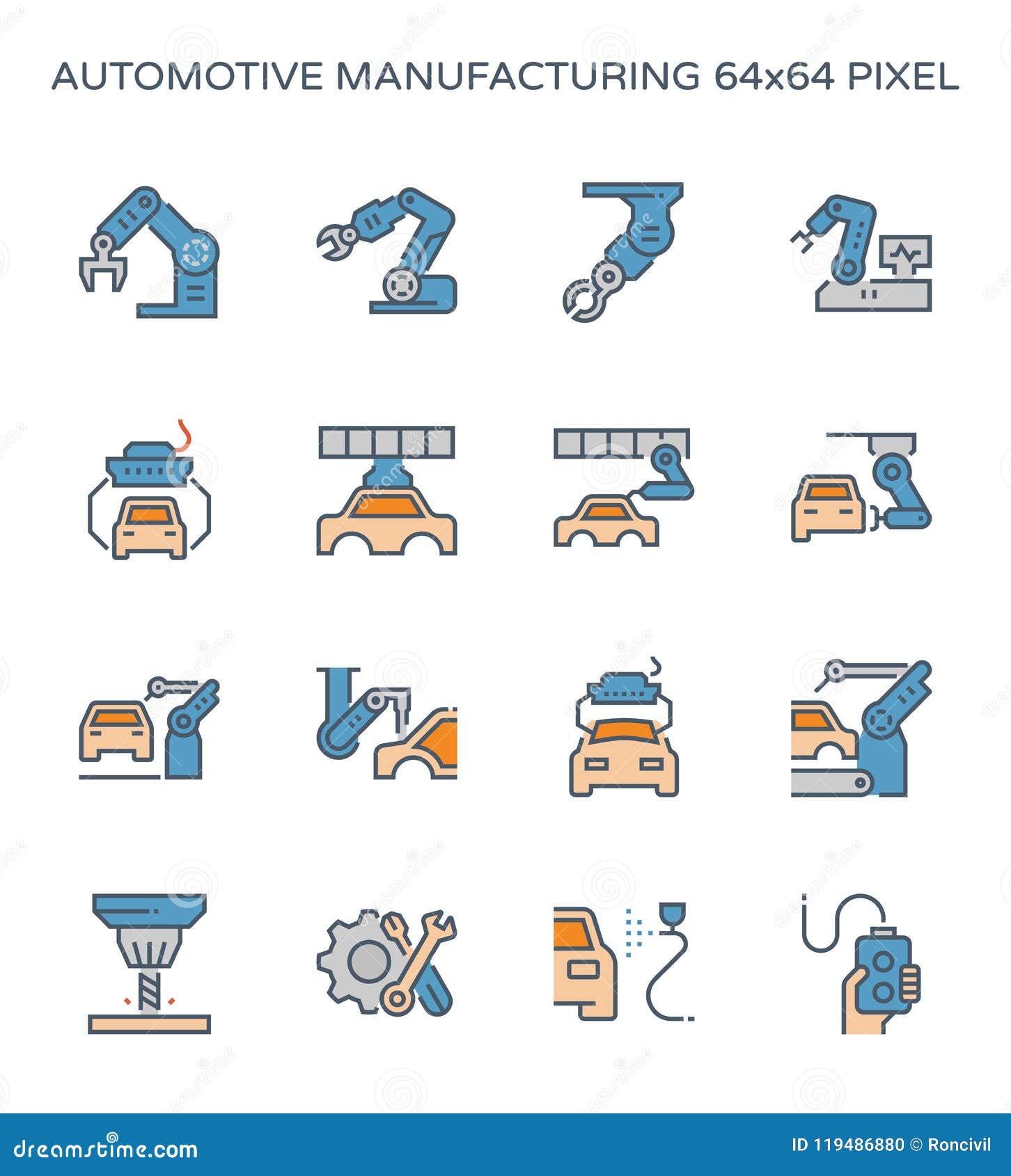 Automotive Manufacturing Icon Stock Vector - Illustration of line ...