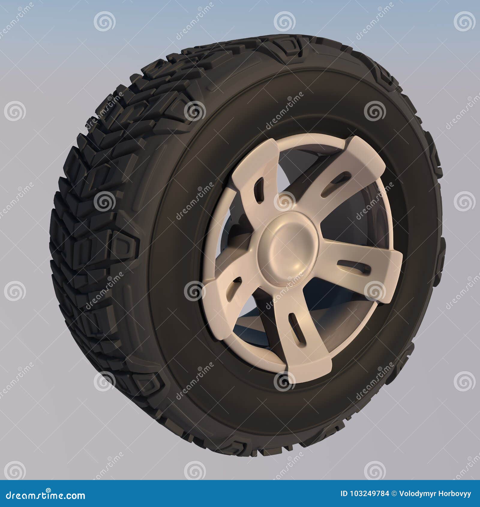 Automotive Off Road Wheel. 3D Render Stock Illustration - Illustration ...