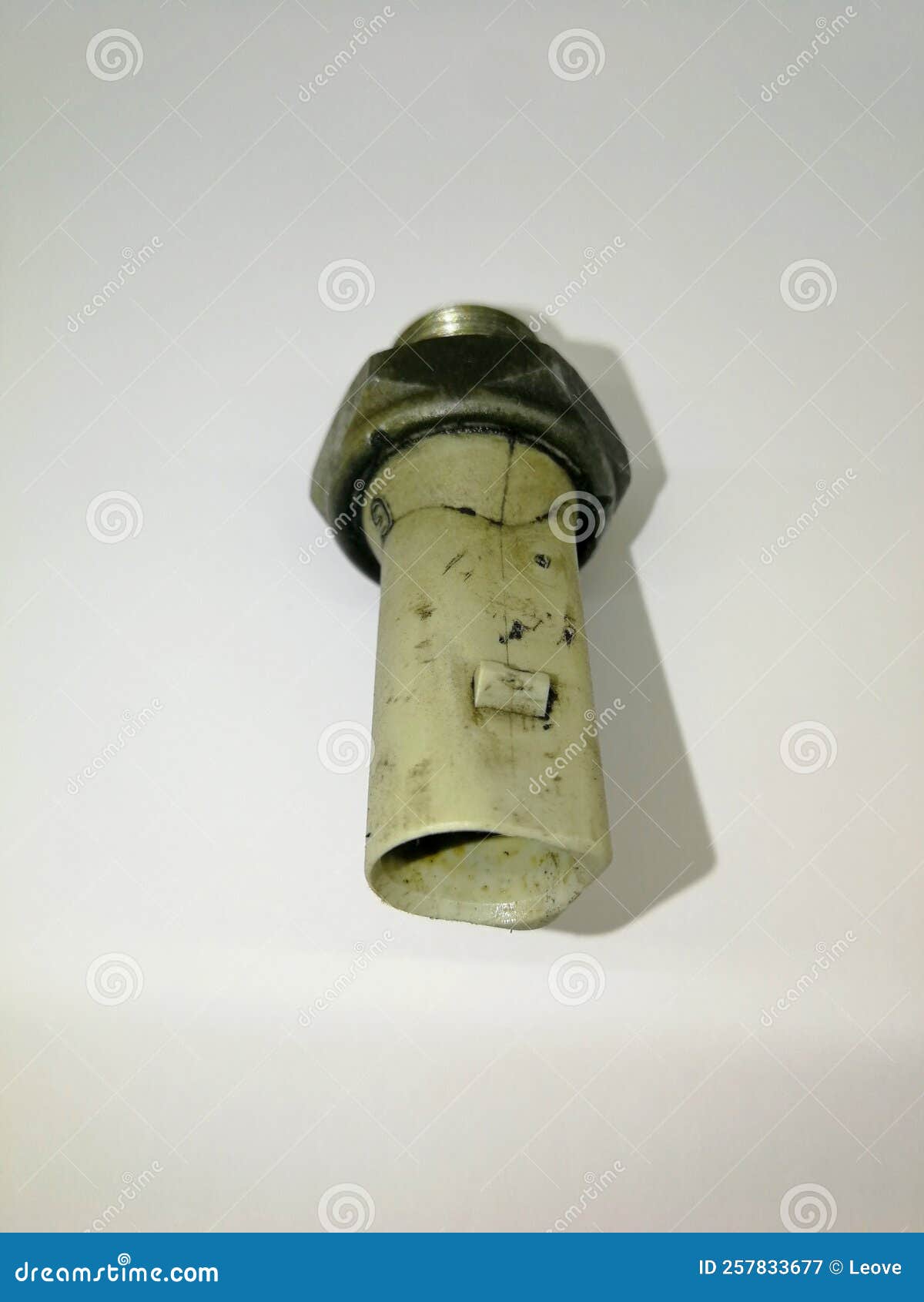 Automotive Oil Pressure Sensor, Old and Dirty, Front View Stock Image ...