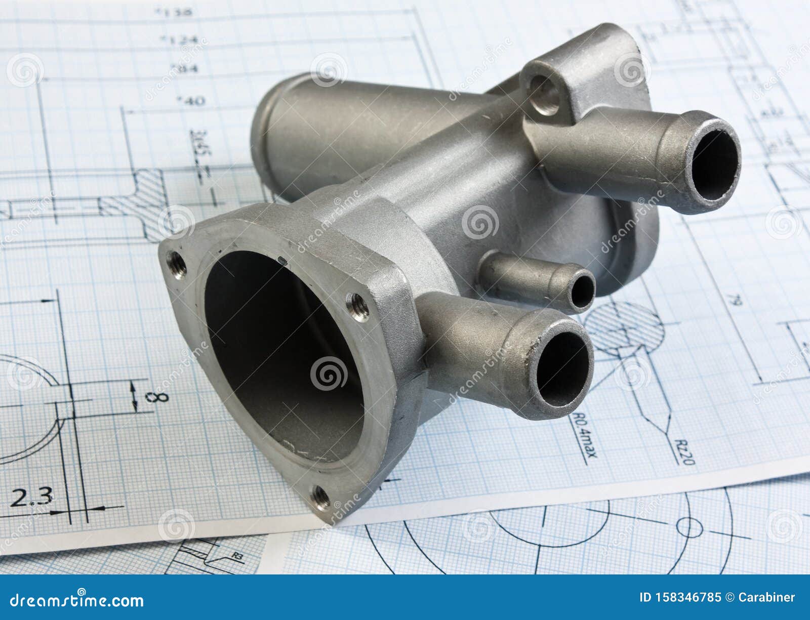 Automotive Parts and Drawing Stock Image - Image of engineer, technical ...