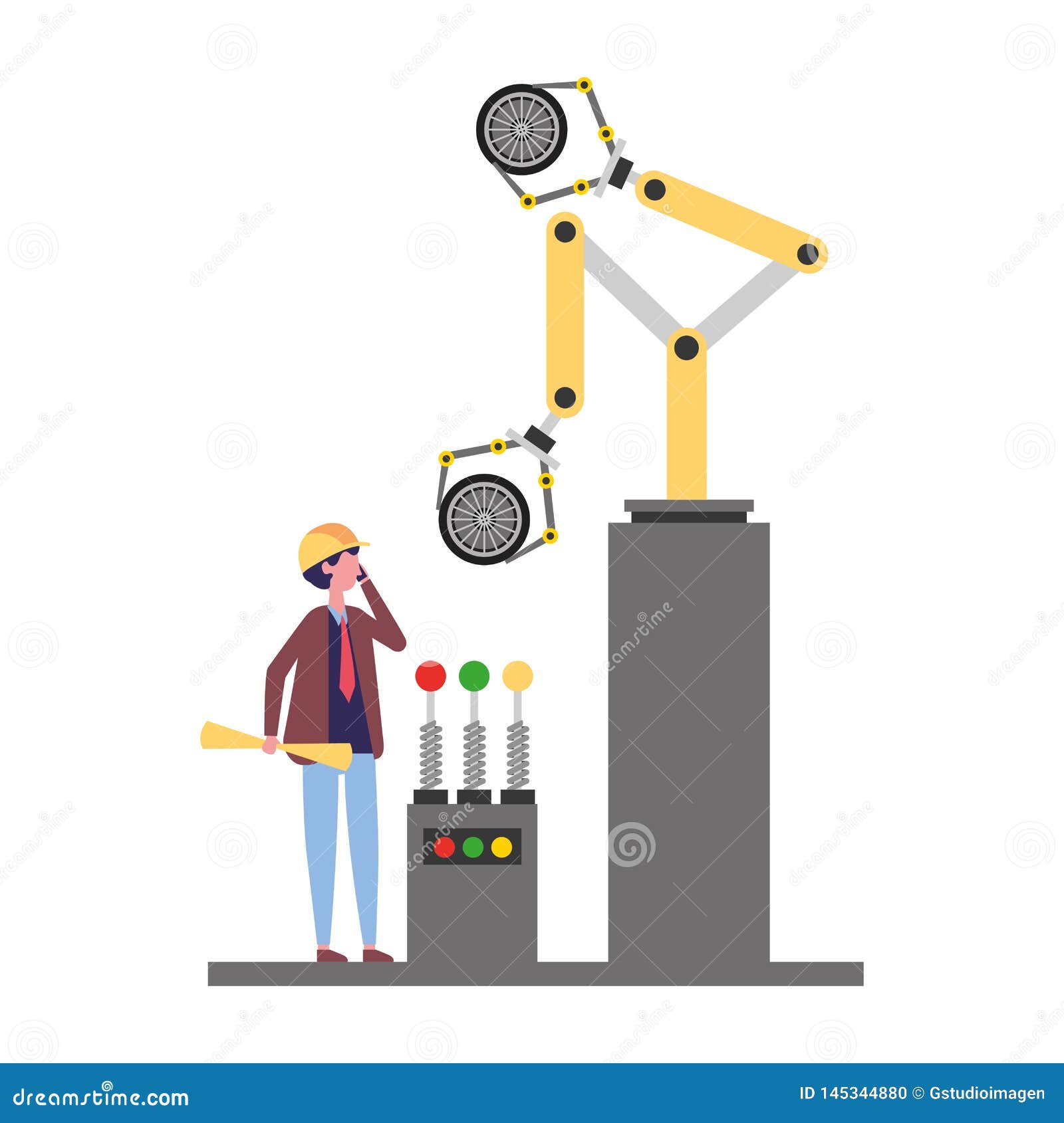 Automotive Service Man Machine Wheel Car Stock Vector - Illustration of ...