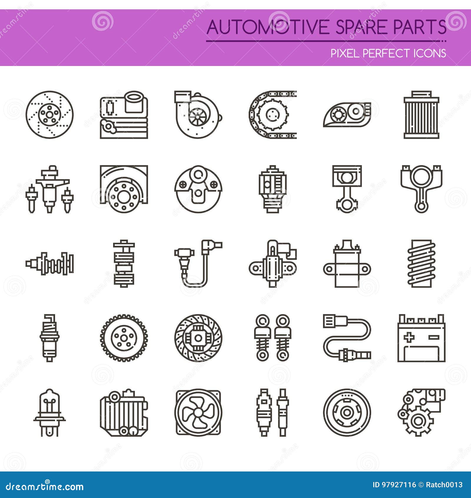 Automotive Spare Part Elements Stock Vector - Illustration of repair ...
