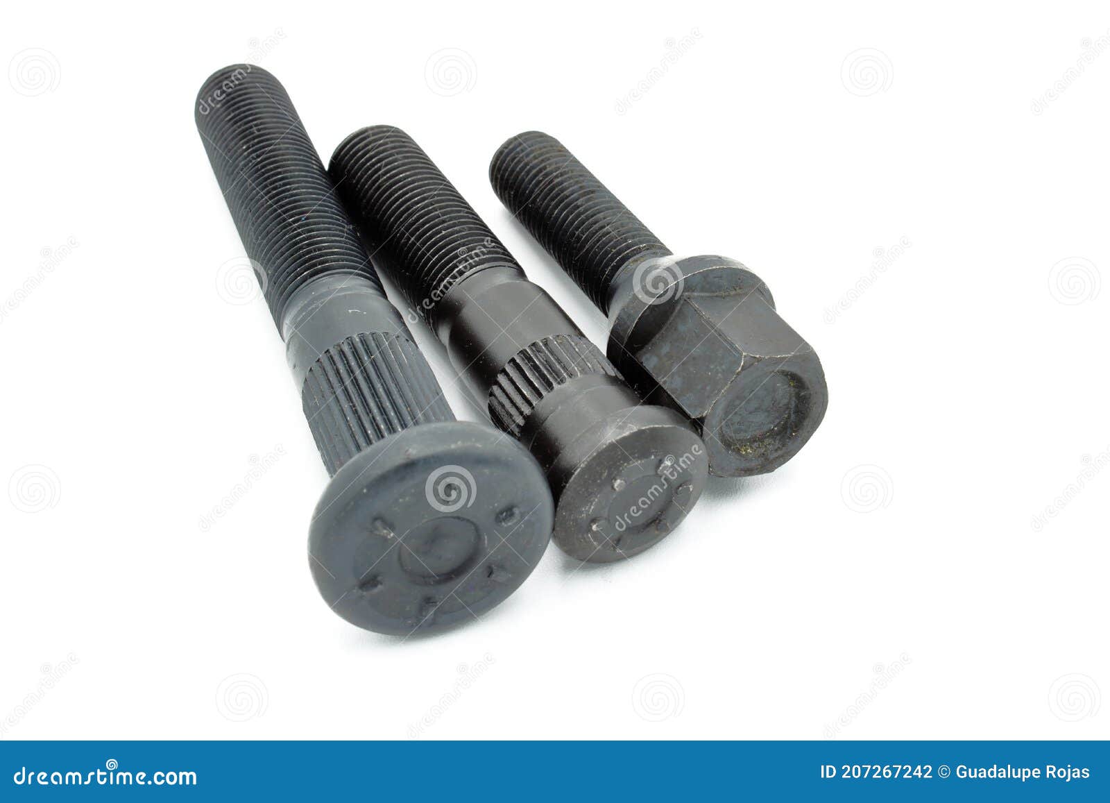 Automotive Stud of Different Sizes and Measures on a White Background ...
