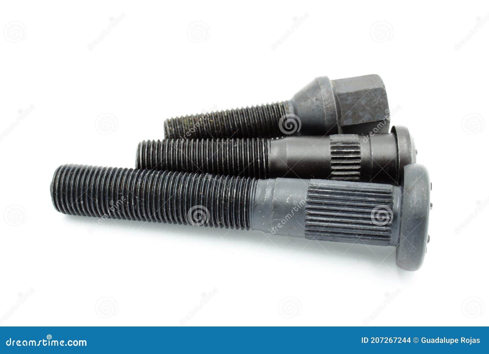 Automotive Stud of Different Sizes and Measures on a White Background ...