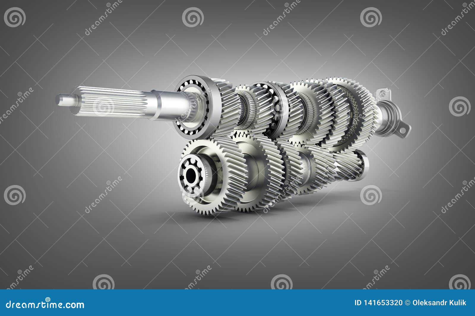 Automotive Transmission Gearbox Gears Inside On Black Gradient ...